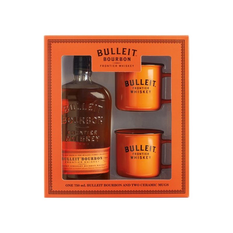 Bulleit Bourbon Whiskey with Two Branded Ceramic Mugs (750 ml) - Instacart