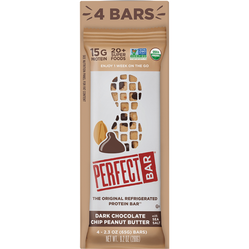 Perfect Bar Protein Bar, Dark Chocolate Chip Peanut Butter with Sea ...