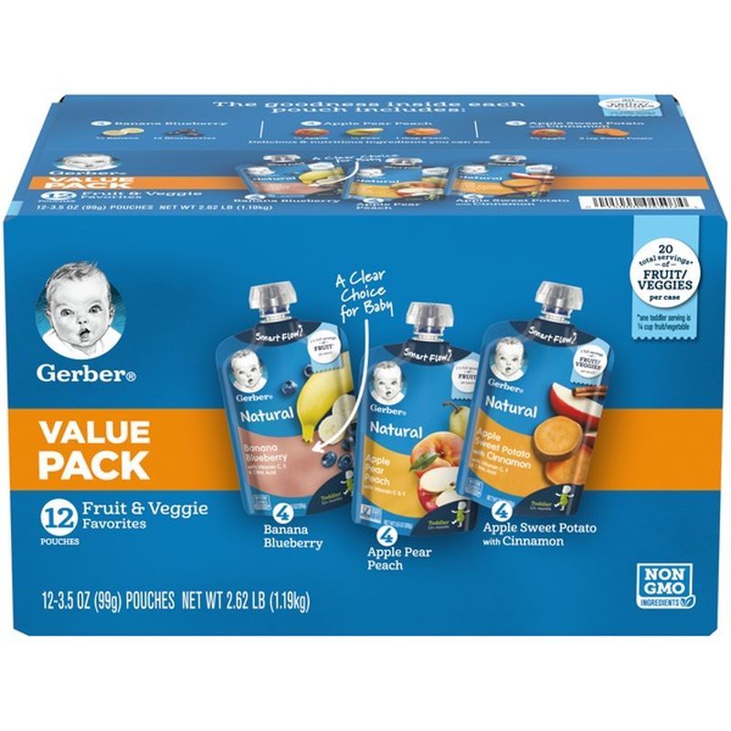 Gerber Favorite Fruit & Veggie Pouches Value Pack (12 ct) - Instacart