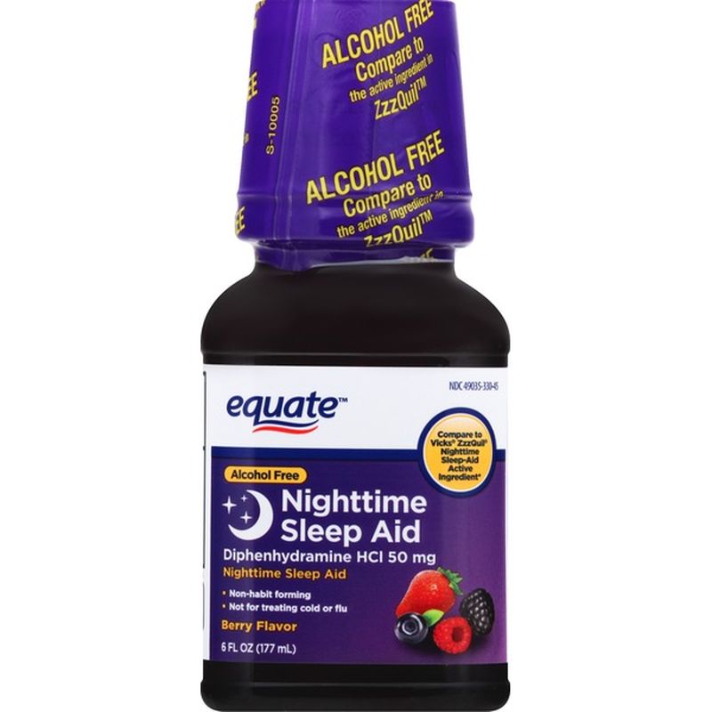 Equate Sleep Aid, 50 mg, Nighttime, Berry Flavor (6 oz) - Instacart