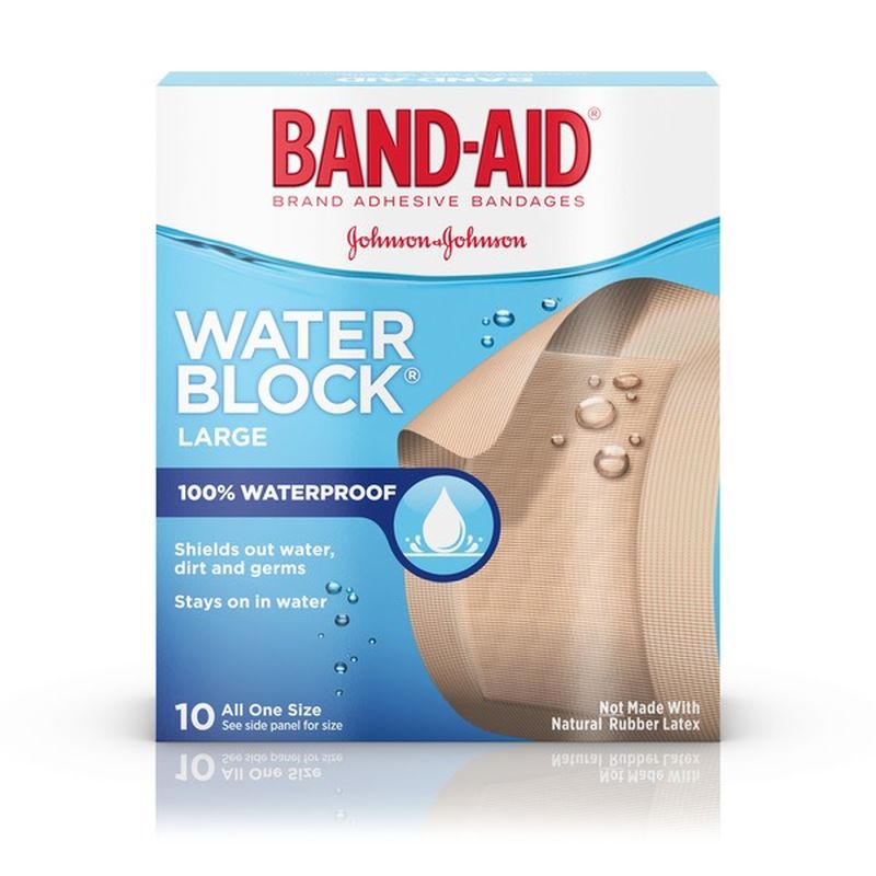 Band Aid Brand Large Water Block Plus Adhesive Bandages (10 ct) from ...