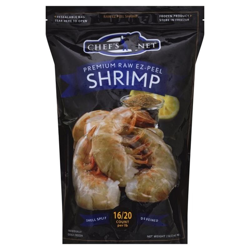 Chefs Net Shrimp, Premium, Raw EZ-Peel, Shell Split, Deveined (2 lb ...