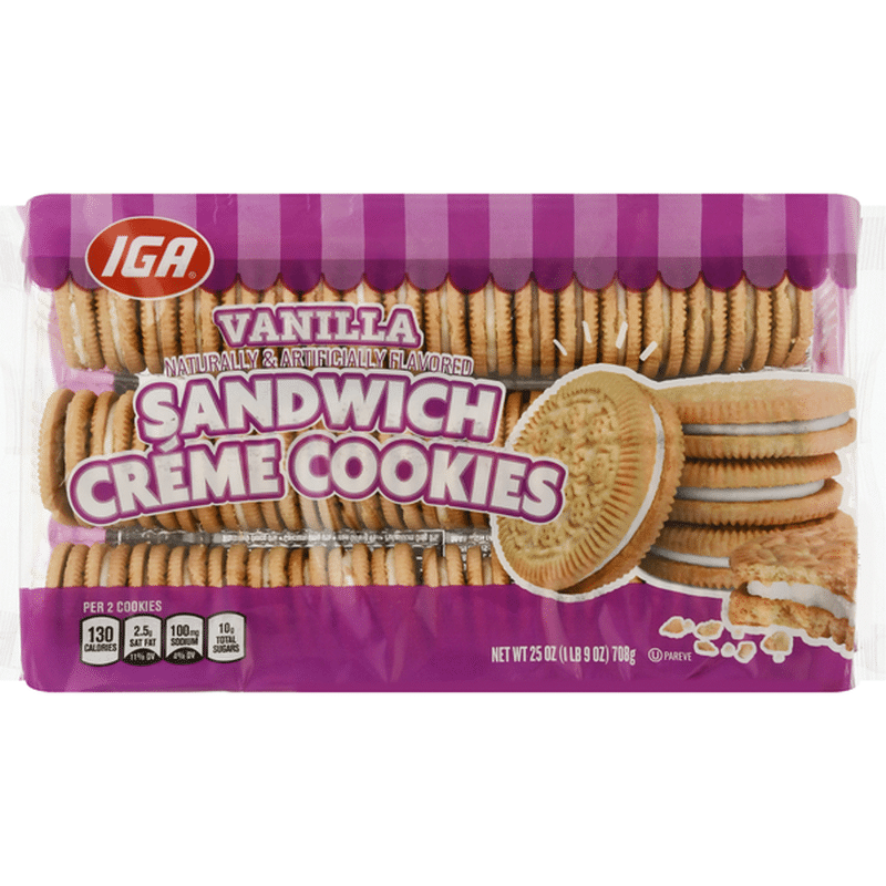 IGA Sandwich Creme Cookies, Vanilla (25 oz) - Instacart