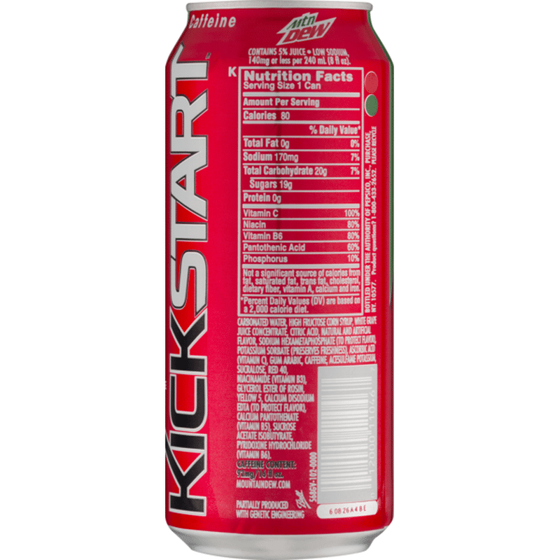 Mtn Dew Kickstart Energizing Fruit Punch Soda (16 fl oz) - Instacart