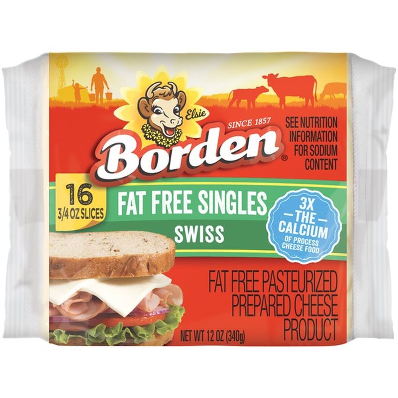 Borden Fat Free Swiss Singles Cheese (0.75 oz) - Instacart