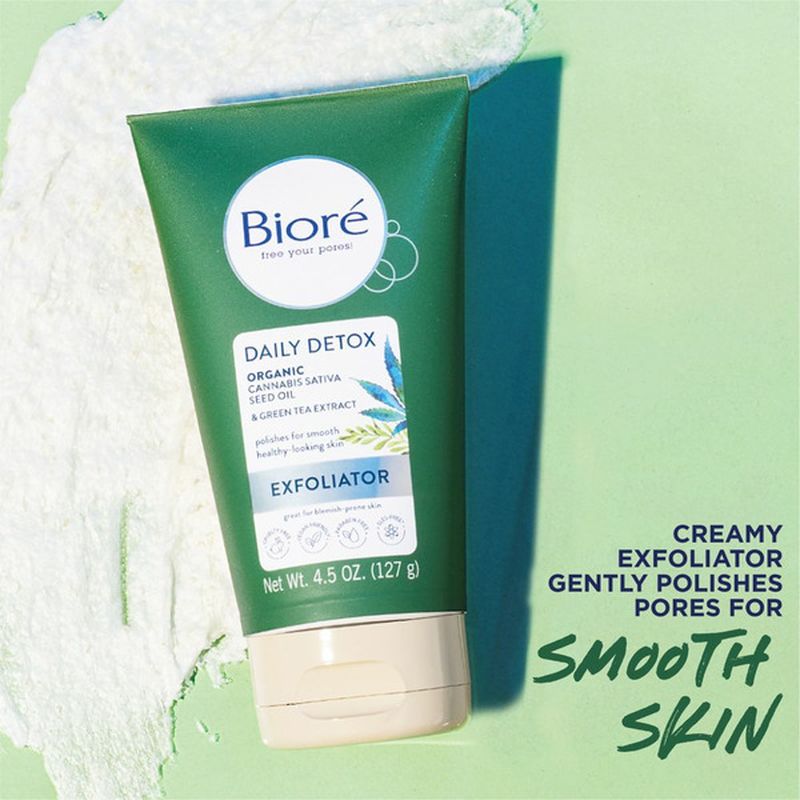 Bioré Daily Detox Creamy Face Exfoliator, Infused w/ Organic Cannabis ...