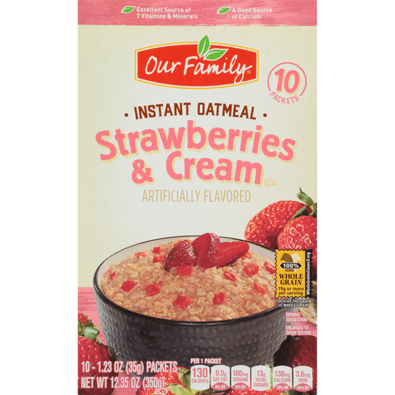 Our Family Strawberries & Cream Instant Oatmeal (12.35 oz) - Instacart