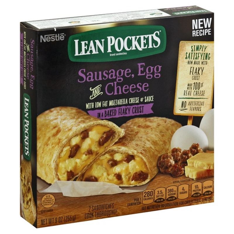 Lean Pockets Sausage, Egg and Cheese Frozen Sandwiches (8.5 oz) - Instacart