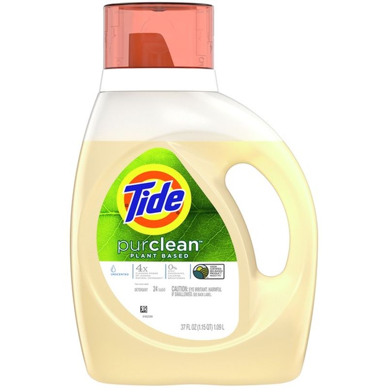 Tide Purclean, Plant-based Liquid Laundry Detergent, Unscented (37 oz ...