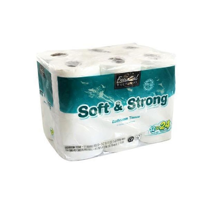 Essential Everyday Bathroom Tissue, Soft & Strong, Double Rolls, Two ...