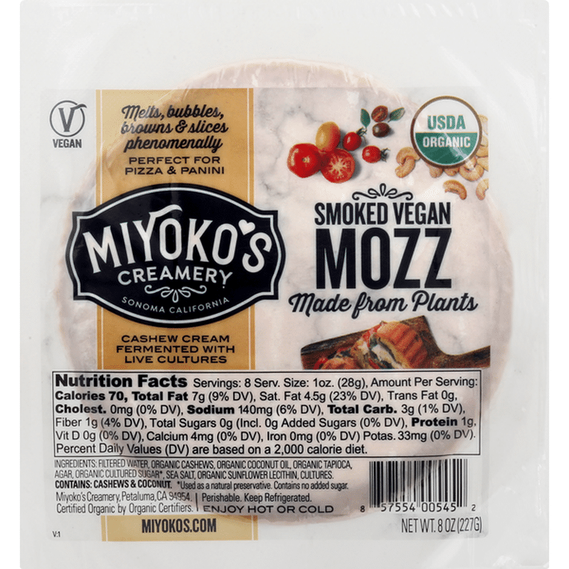 Miyokos Creamery Cheese, Vegan, Mozz, Smoked (8 oz) - Instacart