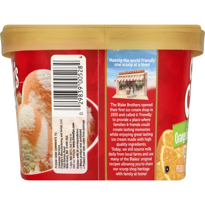 Friendly's Ice Cream & Sherbet, Premium, Orange Creme Fruit Swirl (1.5 ...
