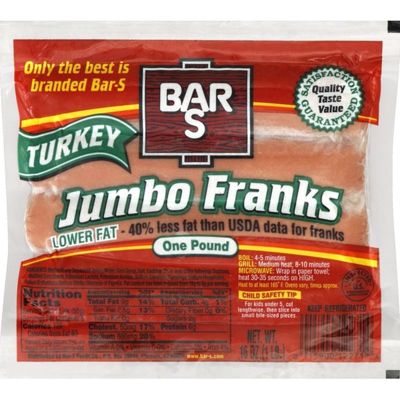 Bar S Turkey Jumbo Franks (16 oz) - Instacart