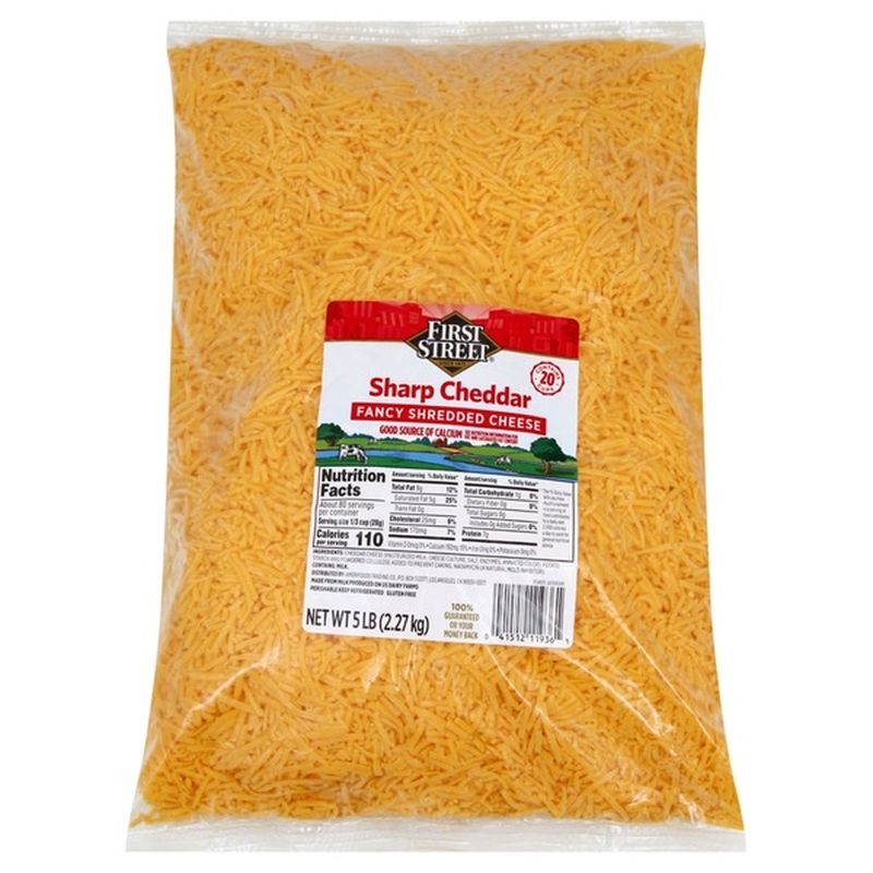 First Street Sharp Cheddar Fancy Shredded Cheese (5 lb) - Instacart