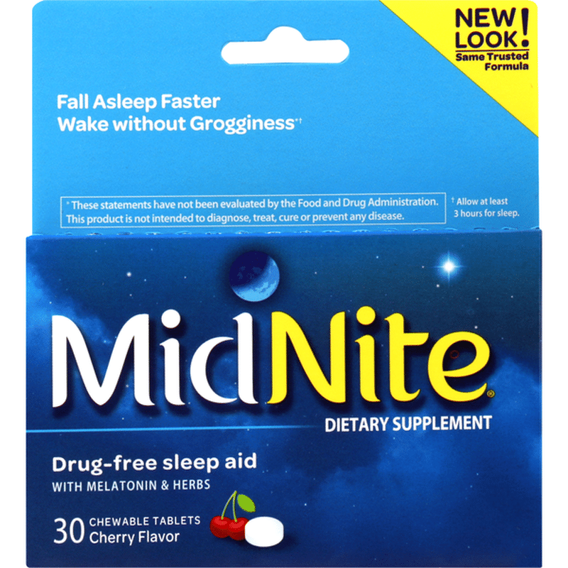 MidNite Drug-Free Sleep Aid, Chewable Tablets, Mint (30 ct) - Instacart
