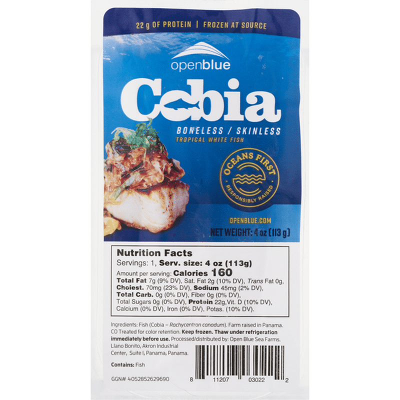 Open Blue White Fish, Cobia, Boneless/Skinless, Tropical (4 oz) - Instacart