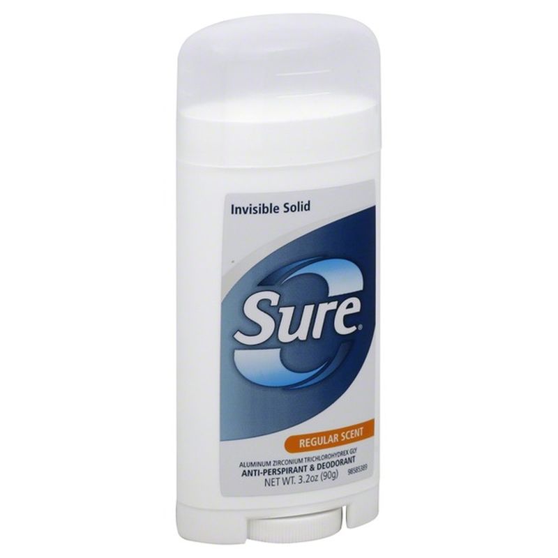 Sure Anti-Perspirant & Deodorant, Invisible Solid, Regular Scent (3.2 ...