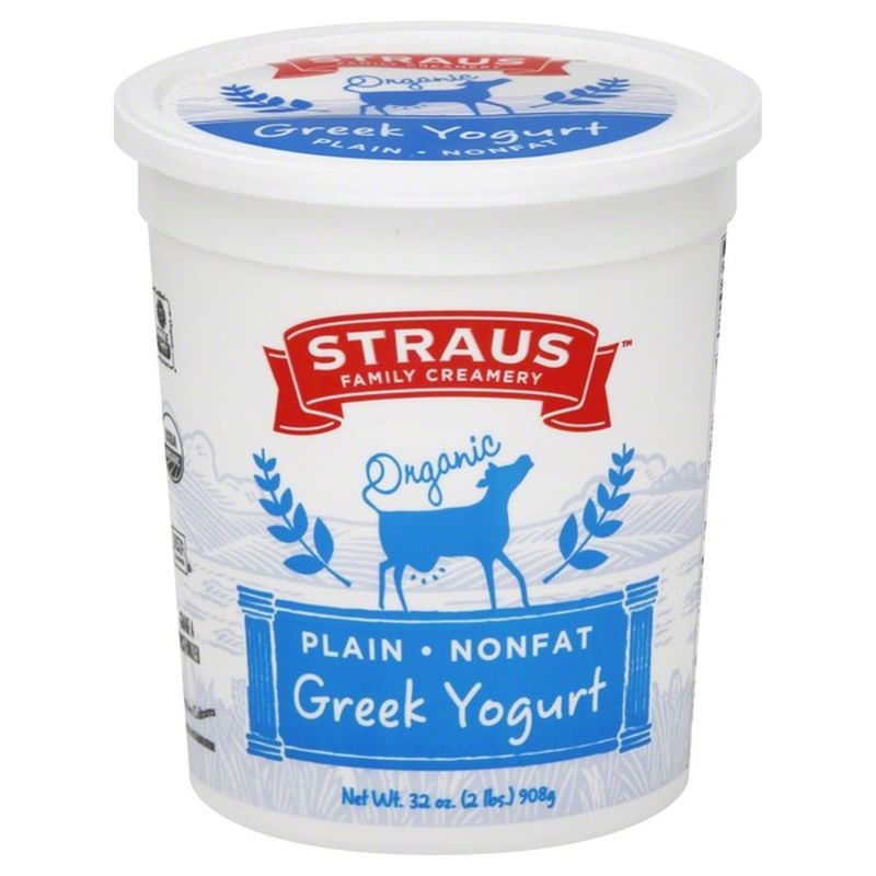 Straus Family Creamery Organic Non Fat Plain Greek Yogurt (32 oz ...