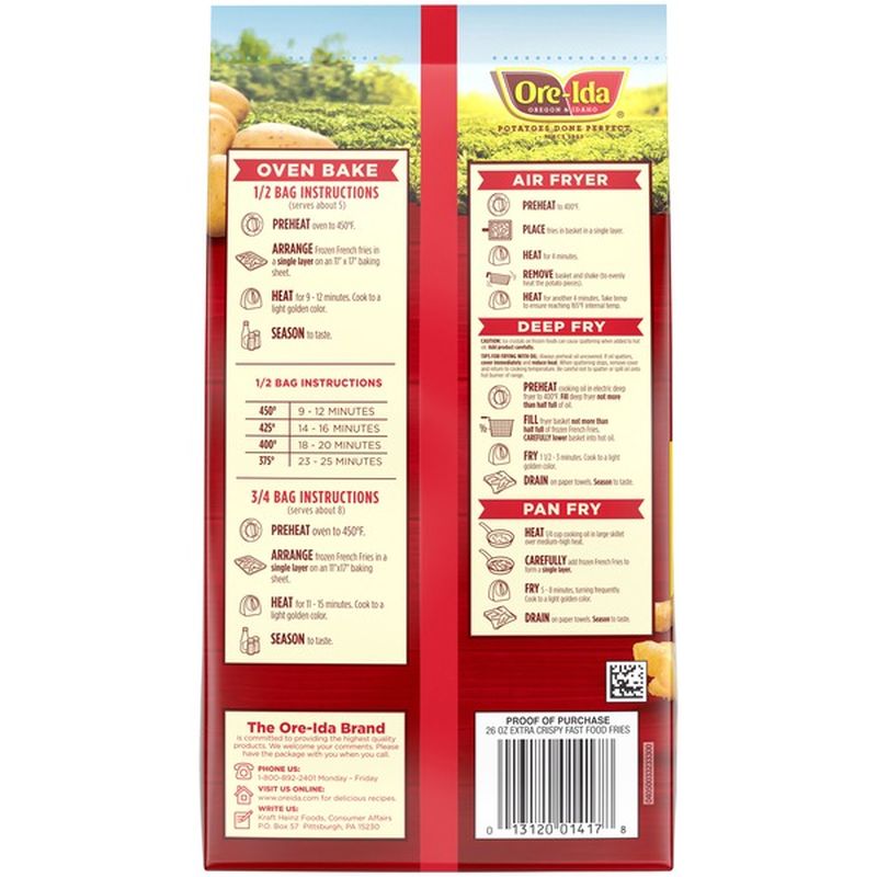 Ore-Ida Extra Crispy Fast Food French Fries Fried Frozen Potatoes (26 ...