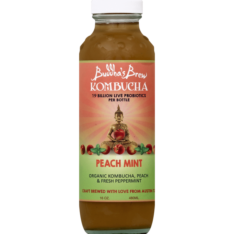 Buddha's Brew Kombucha, Peach Mint (16 oz) - Instacart
