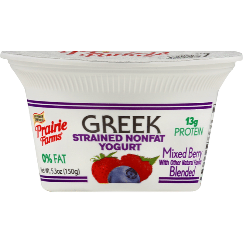 Prairie Farms Yogurt, Greek, Mixed Berry, Blended (5.3 oz) - Instacart