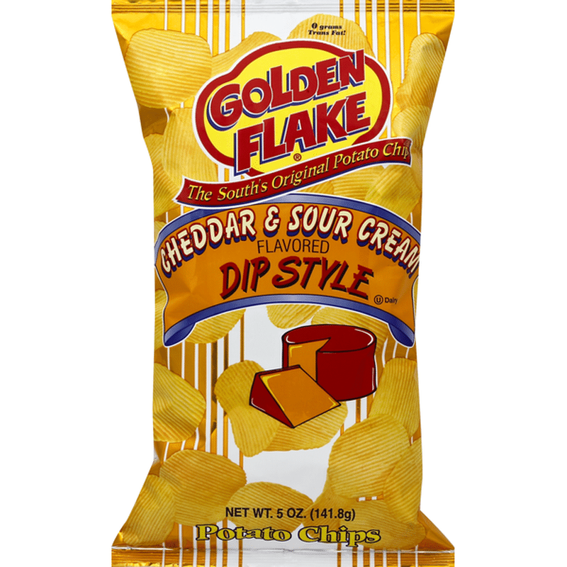 Golden Flake Potato Chips, Dip Style, Cheddar & Sour Cream Flavored (5 ...