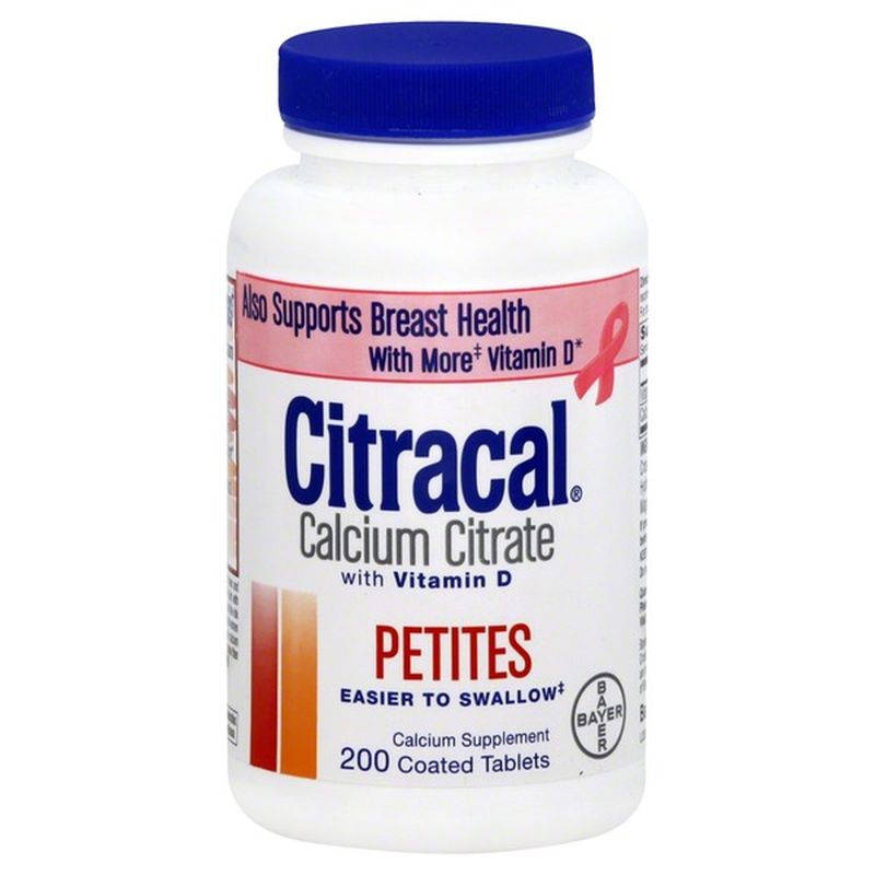 Citracal Calcium Citrate, with Vitamin D, Petites, Coated Tablets (200 ...