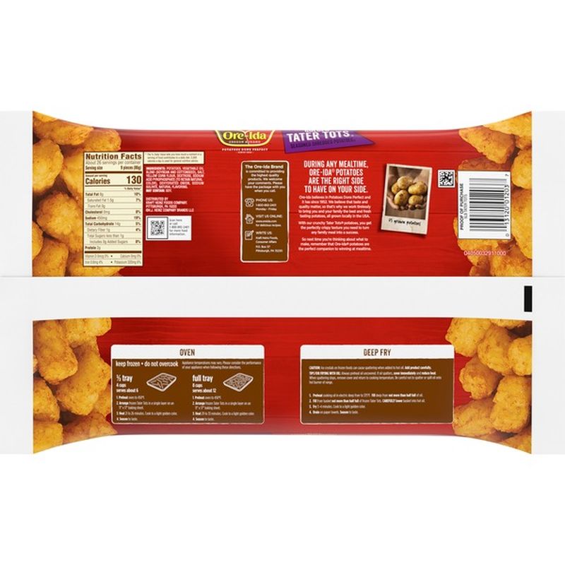Ore-Ida Golden Tater Tots Seasoned Shredded Frozen Potatoes Value Size ...