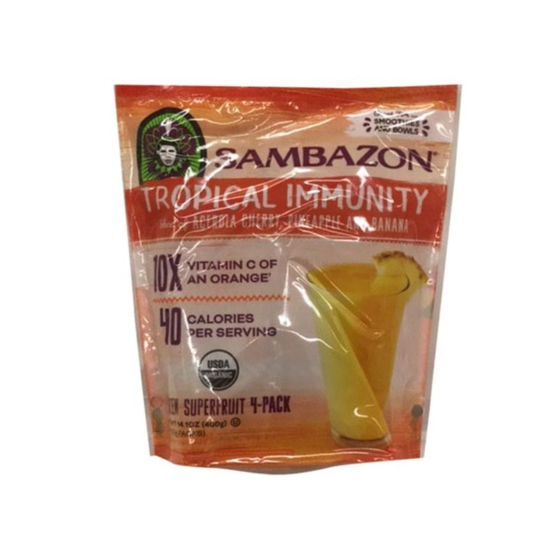 Sambazon Superfruit, Tropical Immunity, Frozen, 4-Pack (4 each) - Instacart