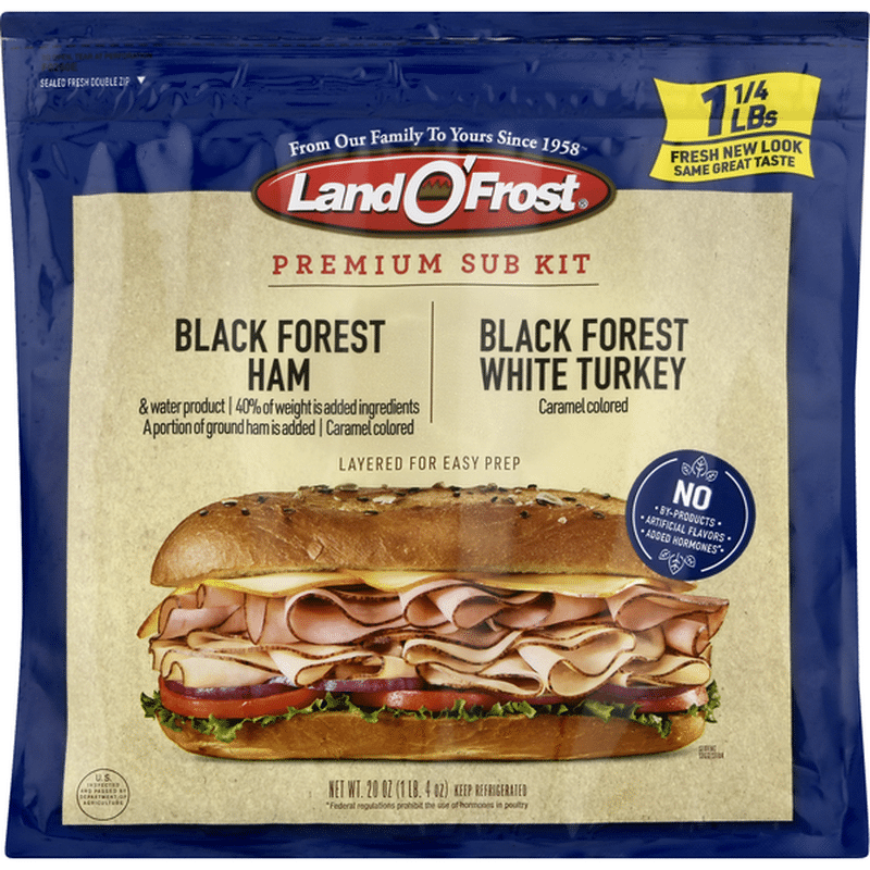 Land O' Frost Sub Sandwich Kit Black Forest Ham & Turkey, Vacuum Packed ...