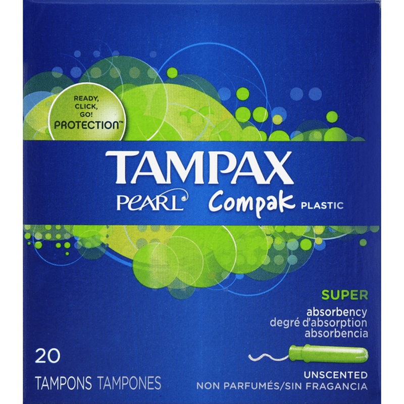 Tampax Tampons, Plastic, Super Absorbency (20 each) - Instacart