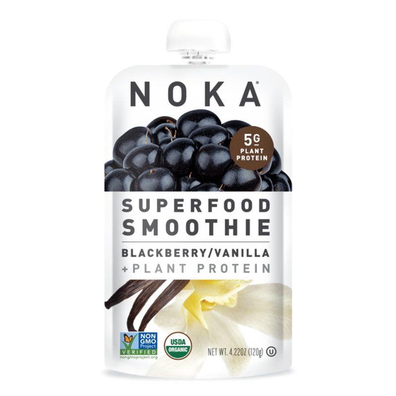 Noka Organic Superfood Fruit Smoothie Pouch, Blackberry Vanilla (4.22 ...