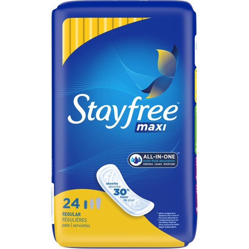Stayfree Maxi Long Pads without Wings, Unscented, Regular (24 ct ...