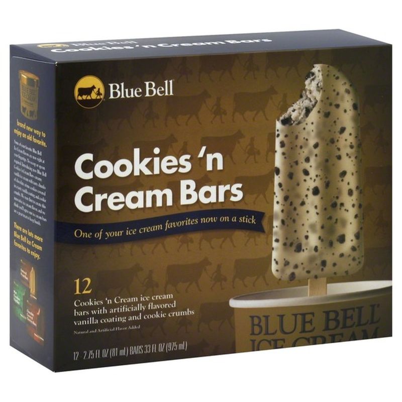 Blue Bell Ice Cream Bars, Cookies 'n Cream (12 ct) - Instacart