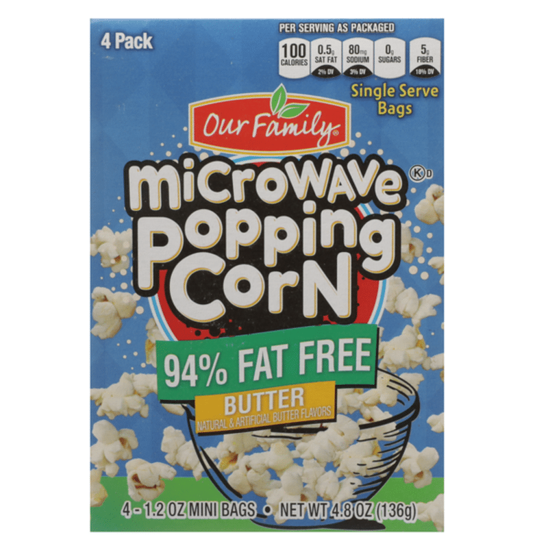 Our Family Butter 94% Fat Free Microwave Popping Corn (4.8 oz) - Instacart