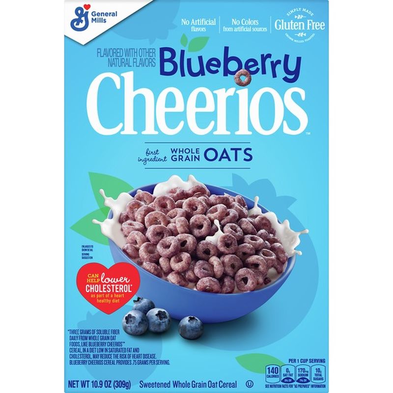 Cheerios Oat Cereal, Whole Grain, Sweetened, Blueberry (10.9 oz ...