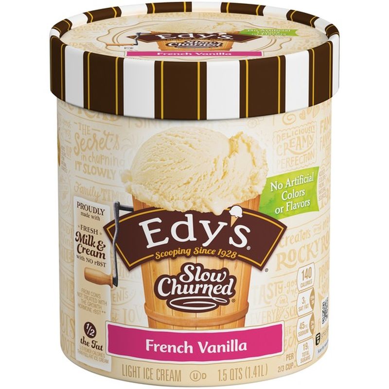 Edys Dreyers Slow Churned French Vanilla Light Ice Cream 1 5 Qt