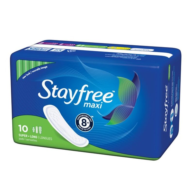 Stayfree Maxi Pads without Wings, Unscented, Super (10 ct) - Instacart