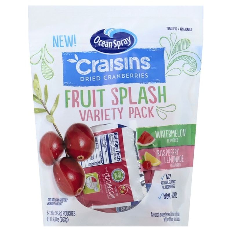 Ocean Spray Dried Cranberries, Fruit Splash, Variety Pack (8 each ...