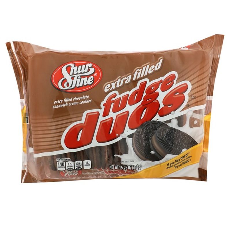 Shurfine Fudge Duos, Extra Filled Chocolate Sandwich Creme Cookies (15. ...