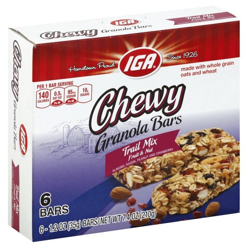 IGA Granola Bars, Chewy, Trail Mix Fruit & Nut (6 each) - Instacart