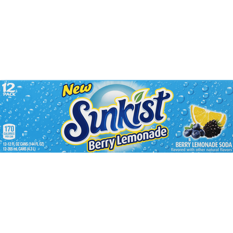 Sunkist Berry Lemonade Soda (12 fl oz) - Instacart