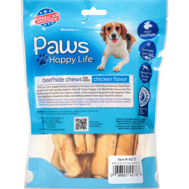 Paws Happy Life Beefhide Chews, Chicken Flavor, For Dogs (1 each ...