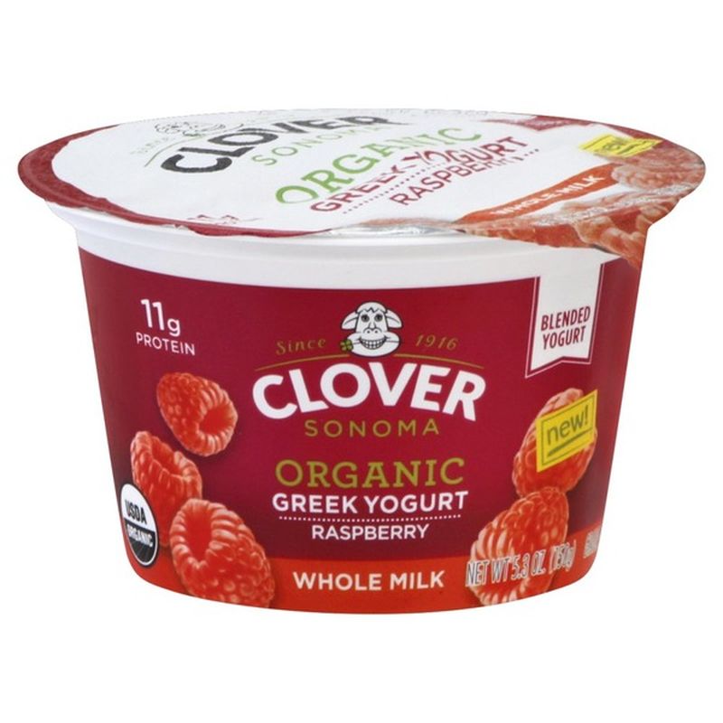 Clover Sonoma Organic Greek Whole Milk Raspberry Yogurt (5.3 oz ...