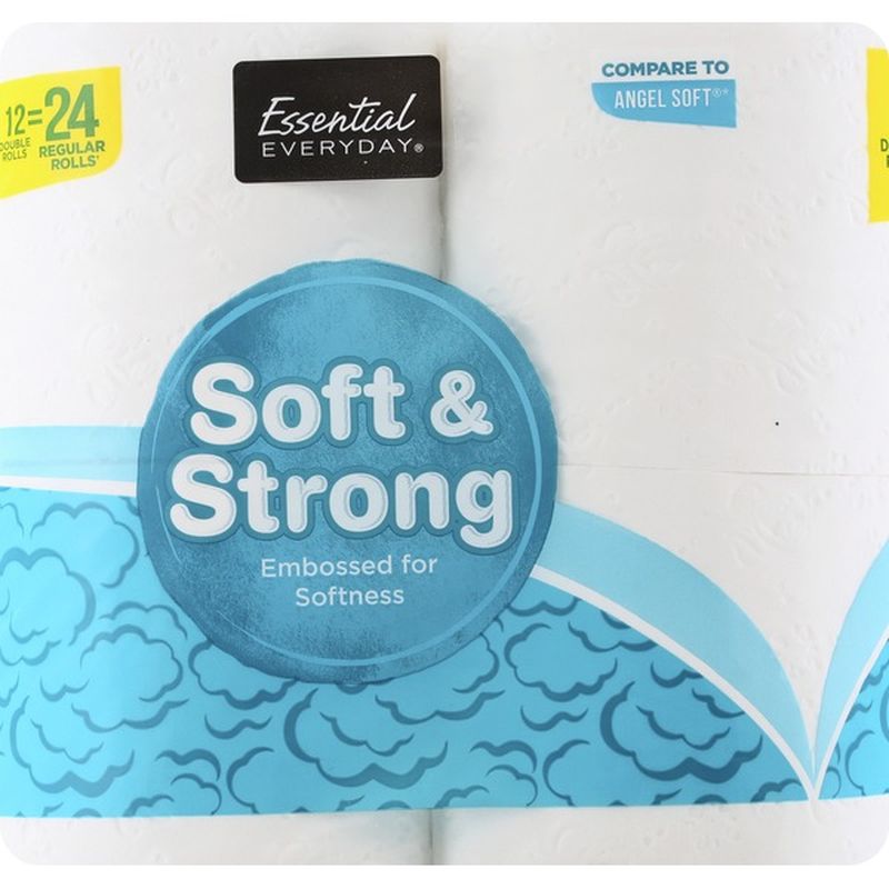 Essential Everyday Bathroom Tissue, Soft & Strong, Double Rolls, Two ...