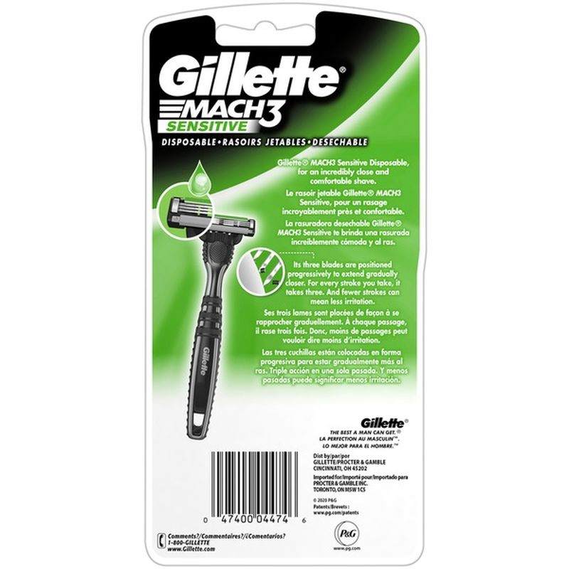 Gillette Sensitive Men’s Disposable Razors (3 ct) - Instacart