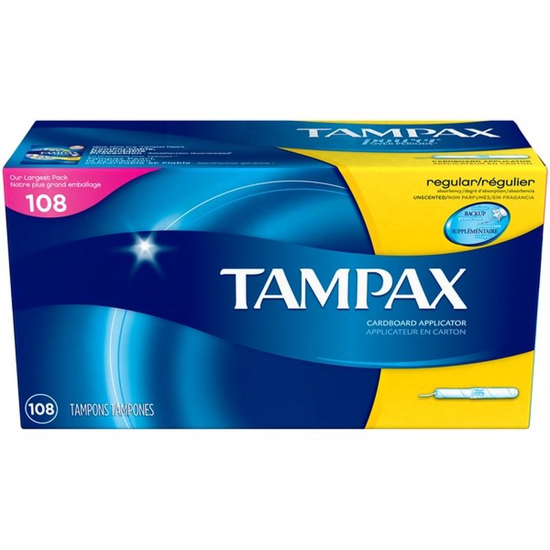 Tampax Cardboard Regular Tampons, Unscented (108 ct) - Instacart
