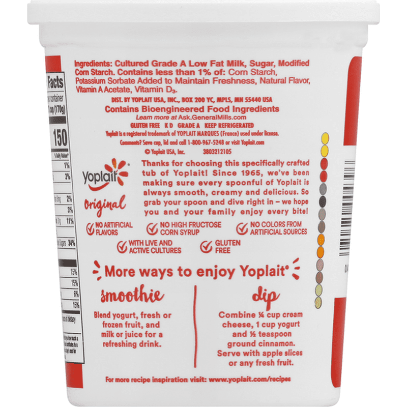 Yoplait Yogurt, Low Fat, Smooth Style Vanilla, Original (2 lb) - Instacart