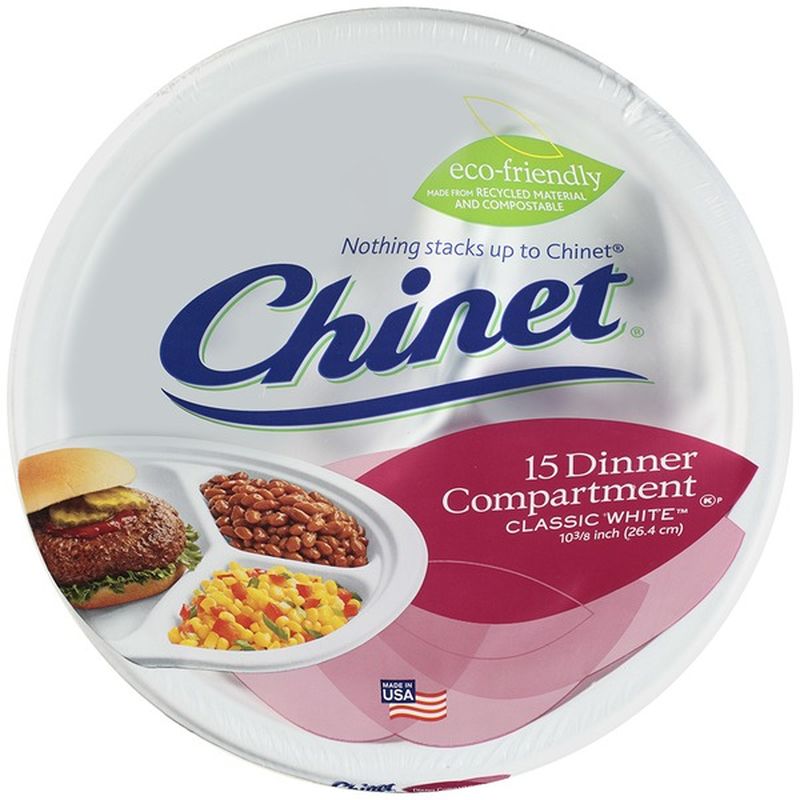 Chinet Compartment Plates, Classic White (15 each) - Instacart