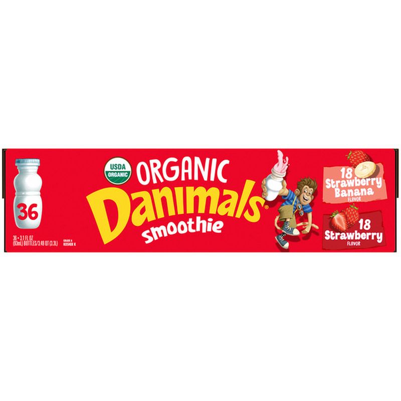 Danimals Organic Strawberry & Strawberry Banana Variety Pack Smoothies ...